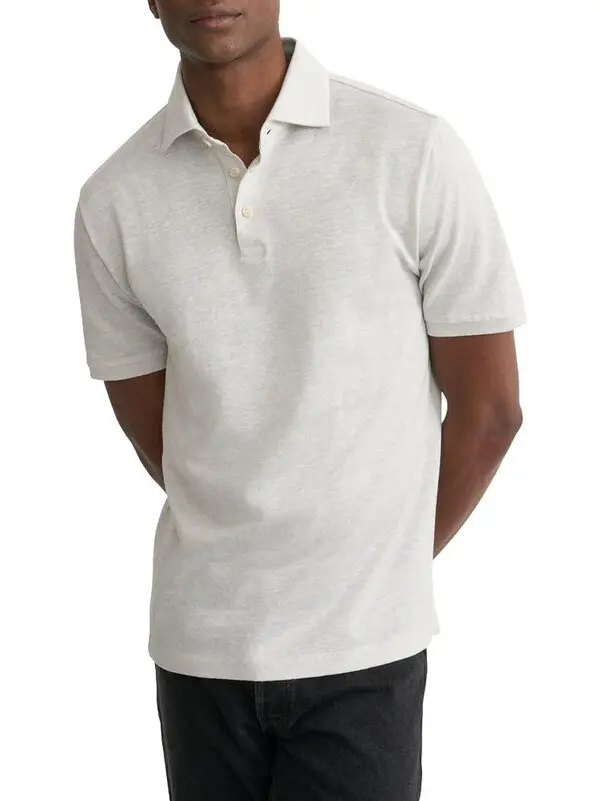 Eton Linen & Cotton Fine Knit Polo - Light Grey