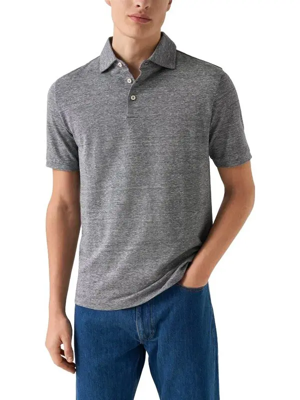 Eton Linen & Cotton Fine Knit Polo - Navy