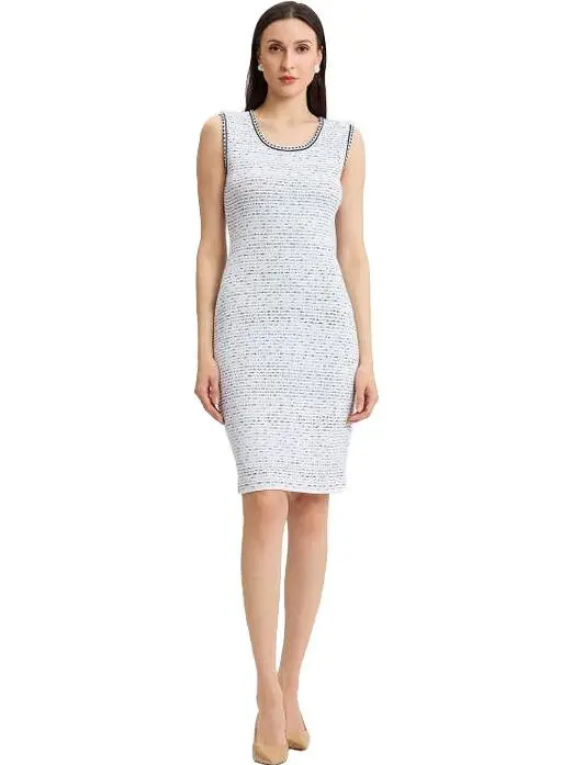 Ming Wang Soft Knit Sheath Dress - White/indigo