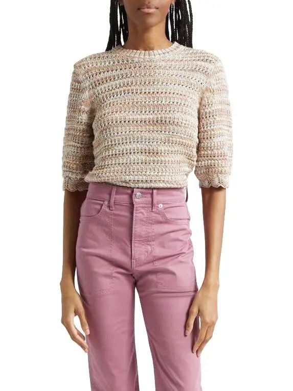 Veronica Beard Merivale Metallic Cotton Blend Sweater - Beige Multi