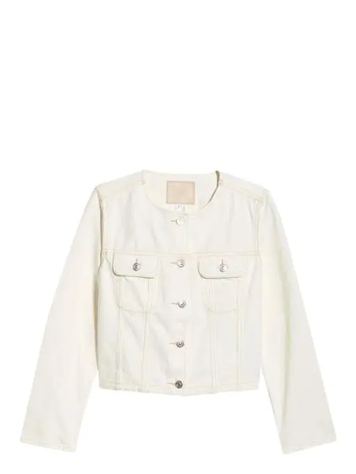 Paige Dean Collarless Denim Jacket - Toasted Ecru