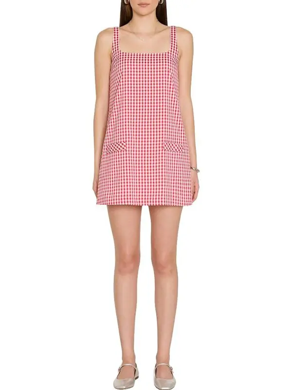 Amanda Uprichard Sleeveless Gingham Check Mini Dress - Red White