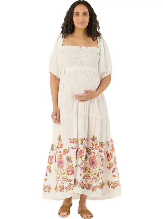 CACHE COEUR Mila Bohemian Smocked Maxi Dress With Puff Sleeves - Multicolor