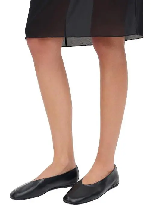 REFORMATION Blaine Leather Ballet Flats - Black Leather