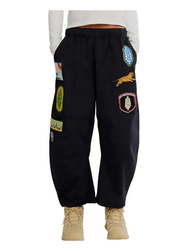 Free People Patched Game Day Relaxed Fit Pants - Black