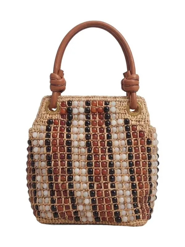 Veronica Beard Small Slouch Beaded Raffia Bag - Hazelwood Multi