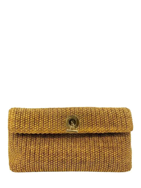 Veronica Beard Anchor Raffia Clutch - Gold