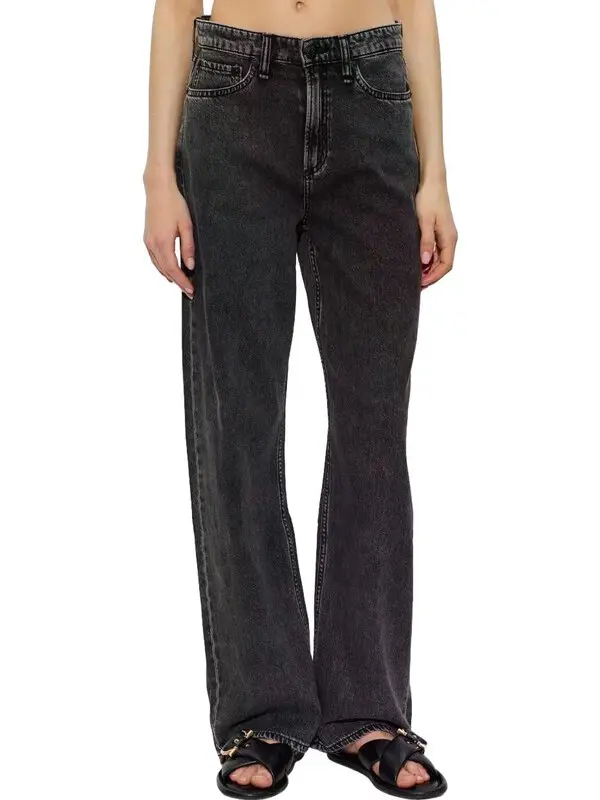 Rag & Bone Faded Effect Wide-leg Jeans - Black