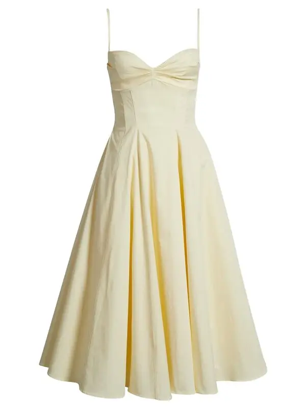 House Of Cb Dahlia Stretch Pima Cotton Cocktail Dress - Lemon
