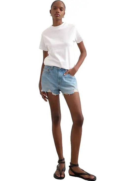 Topshop Distressed Denim A-line Shorts - Light Blue
