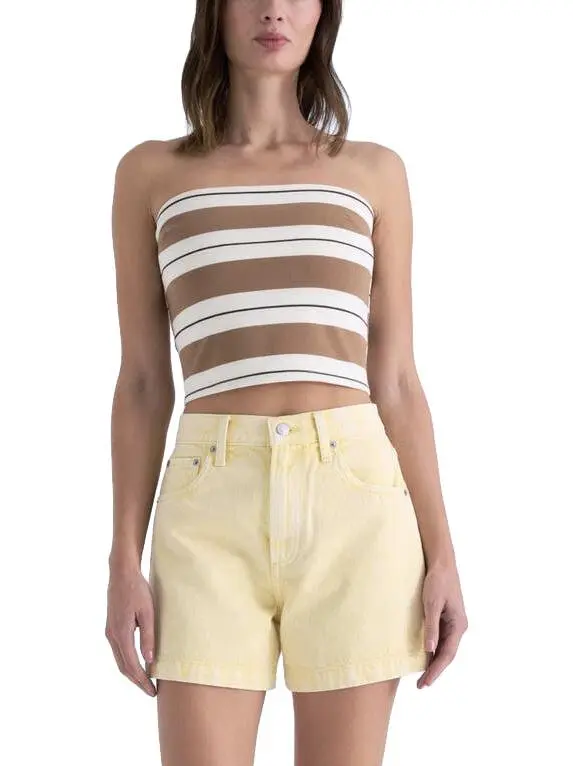 PISTOLA Beverly Stripe Cotton Blend Strapless Top - Desert Egret Stripe