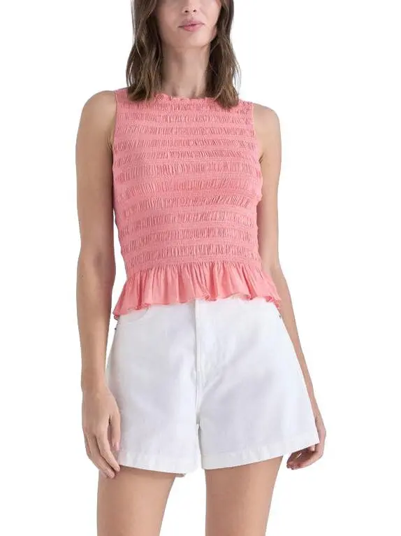 PISTOLA Phoebe Smocked Detail Sleeveless Top - Coral Rose