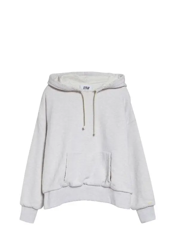 GOLDEN GOOSE Relaxed Fit Distressed Cotton Fleece Hoodie - Vintage Gray Melange