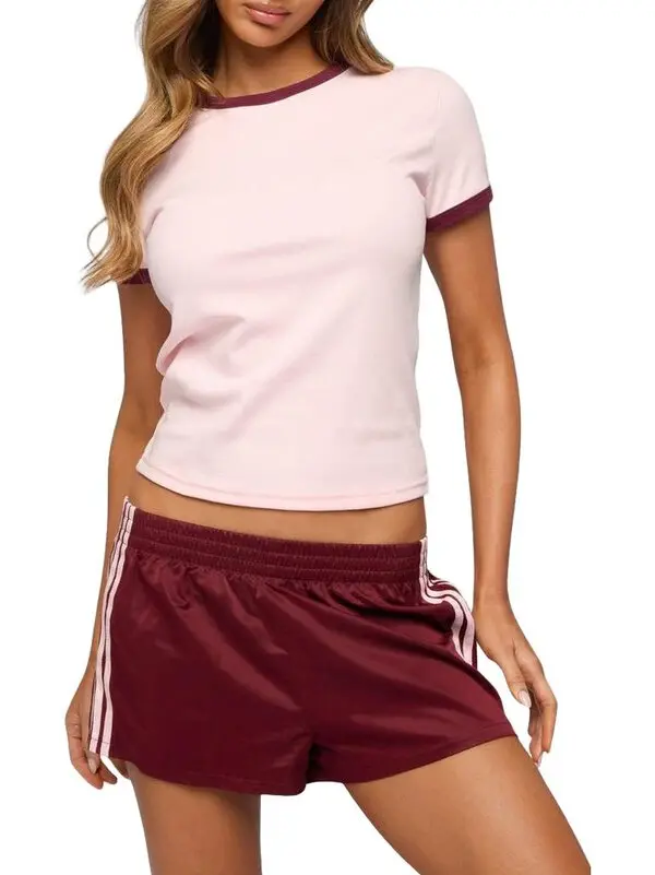 EDIKTED Zeke Contrast Trim T-shirt - Pink