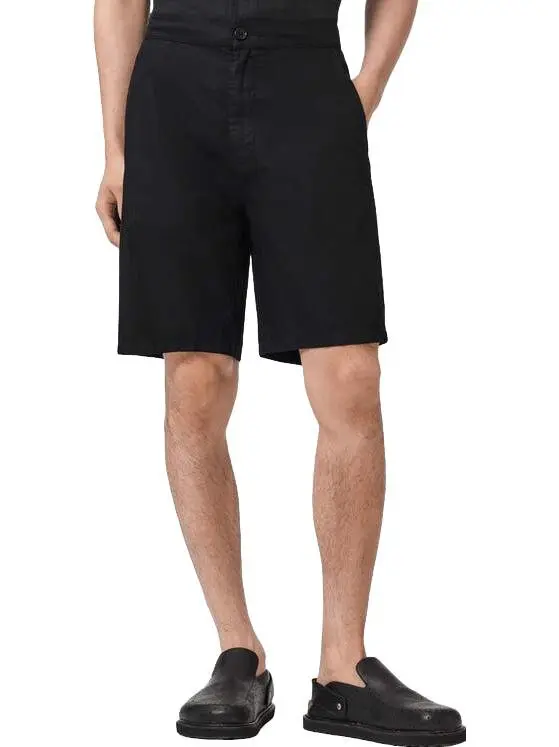 ALLSAINTS Corbett Cotton Linen Blend Shorts - Orca Black