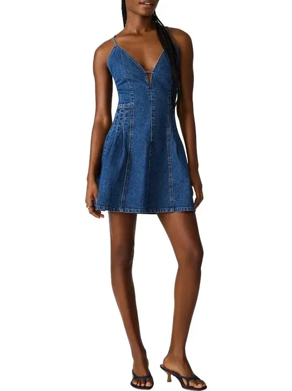 Steve Madden Dianne Strappy Back Denim Minidress - Denim Blue