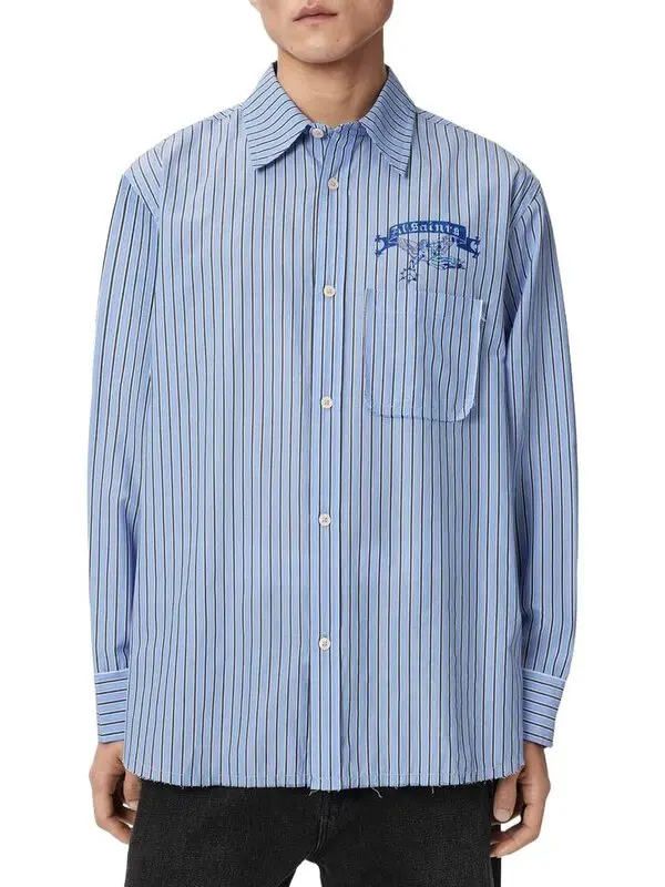 ALLSAINTS Norte Graphic Button-up Shirt - Lakehouse Blue