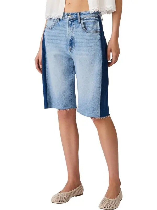 Steve Madden Sutten Two Tone Denim Bermuda Shorts - Storm Blue