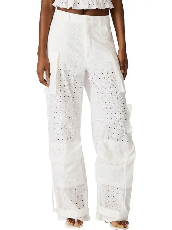 Steve Madden Cotton Eyelet Cargo Pants - White