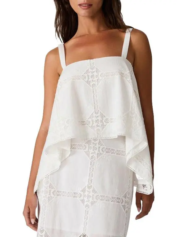 Steve Madden Ainslee Embroidered High-low Cotton Top - Antique