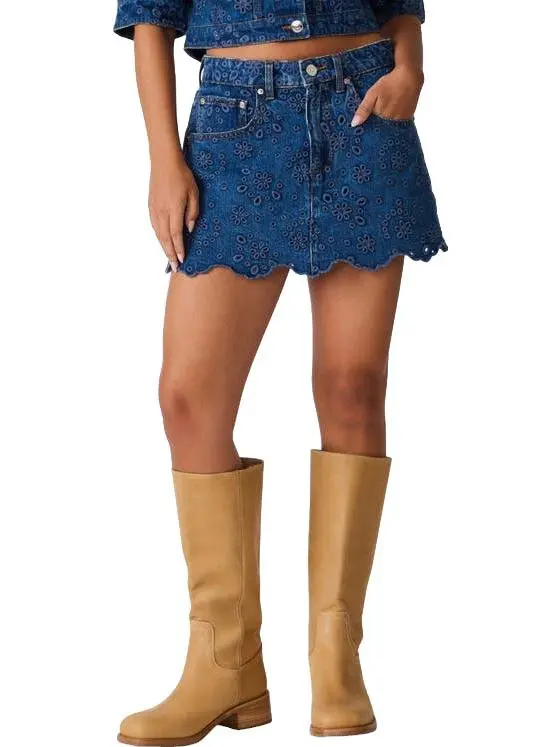 Steve Madden Delilah Denim Eyelet Skort - Blue Depths