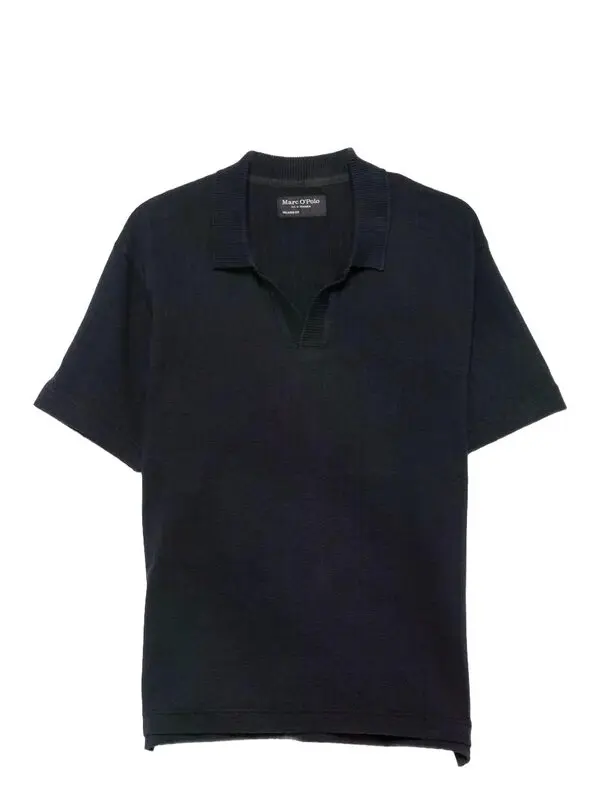Marc O'polo Ribbed-knit Open-collar T-shirt - Blue