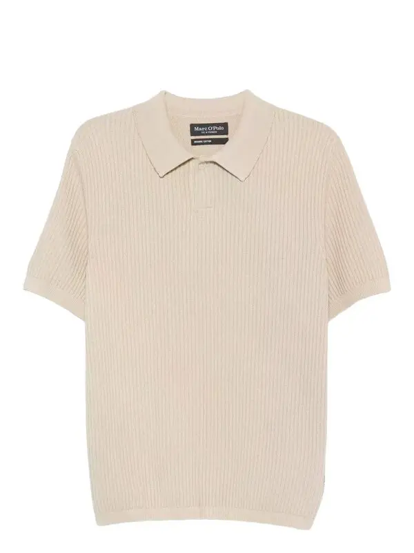 Marc O'polo Ribbed-knit Polo Shirt - Neutrals
