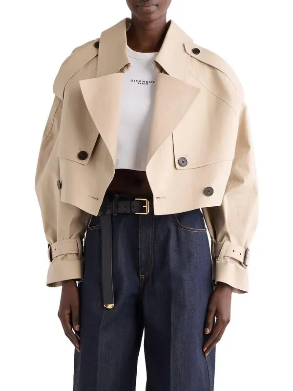 Givenchy Cropped Cotton Trench Coat - Beige/butter