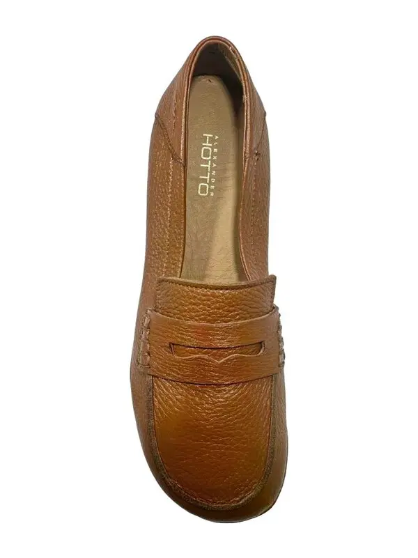 ALEXANDER HOTTO Grainy Leather Penny Loafers - Brown