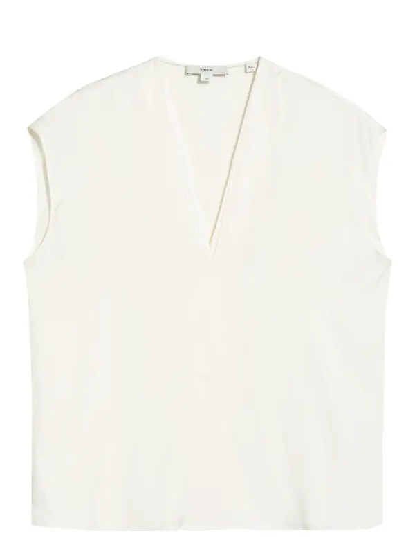 Vince Cap Sleeve V-neck Top - Off White