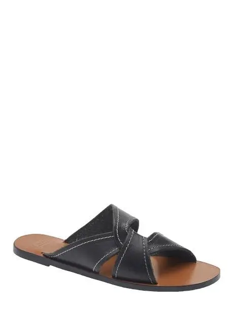 ATP ATELIER Allai Slide Sandal - Black/contrast Stitch