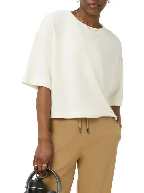 Sweaty Betty Short Sleeve Cotton Blend Sweatshirt - Dove White
