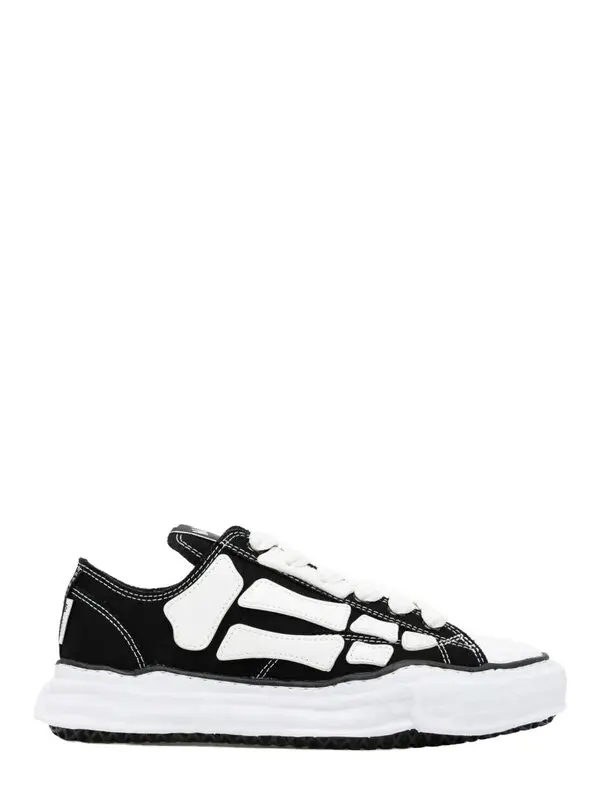 Amiri X Maison Mihara Yasuhiro "bones" Canvas And Leather Sneakers - Black