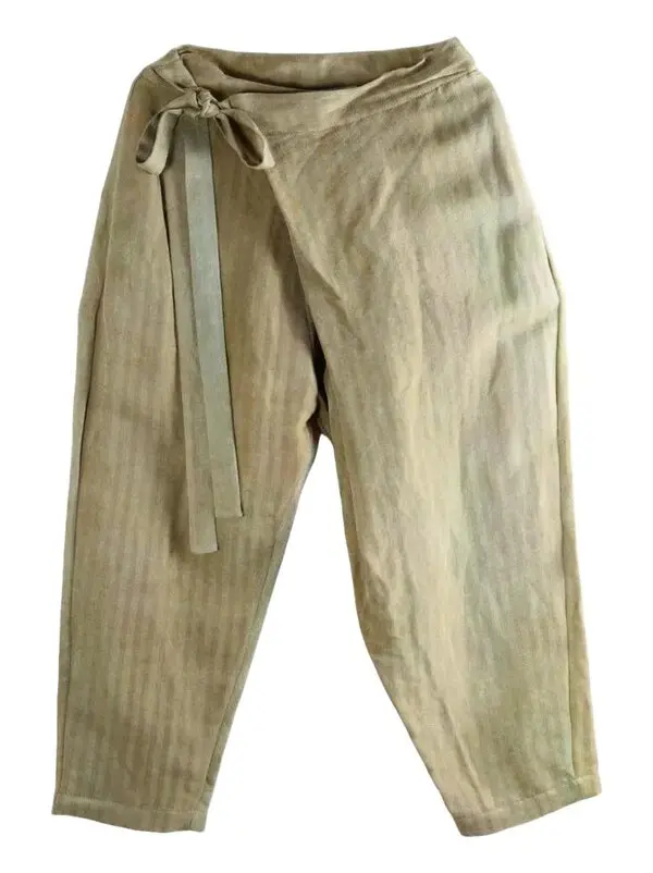 UMA WANG Herringbone Pattern Wrap Trousers - Brown