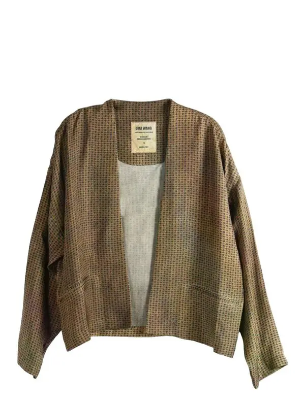 UMA WANG Geometric Print Open-front Jacket - Brown