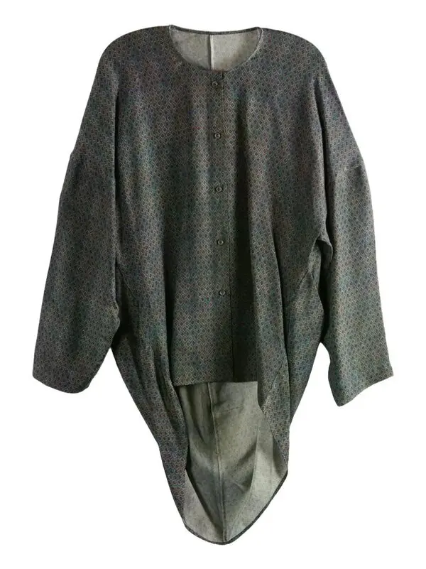 UMA WANG Geometric Print Asymmetric Shirt - Grey