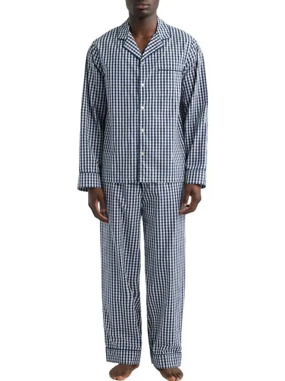 Nordstrom Stripe Woven Cotton Poplin Pajamas - Navy Laurent Gingham