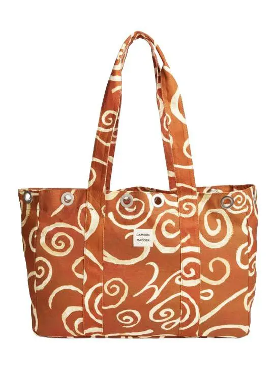 DAMSON MADDER Large Canvas Eyelet Tote - Brown