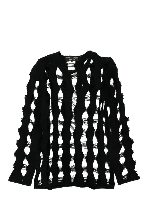 Comme Des Garçons Distressed Open-knit Sweater - Black