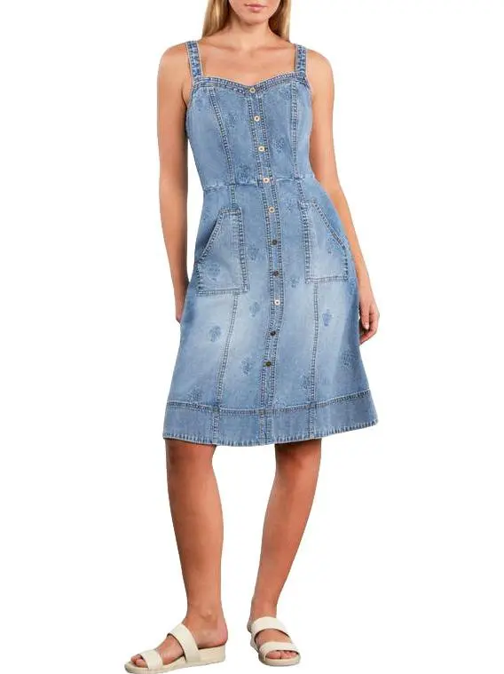 WASH LAB DENIM Sweetheart Bodice A-line Dress - Denim Dream