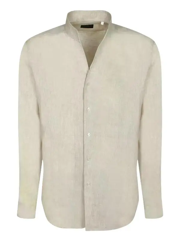 DELL'OGLIO Mandarin-collar Long-sleeve Shirt - Neutrals