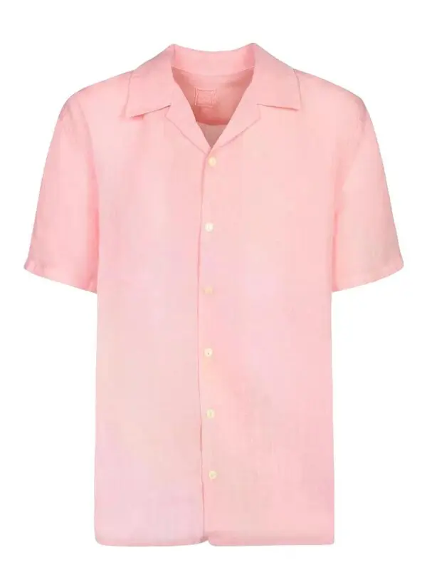 120% Lino Short-sleeve Camp-collar Shirt - Pink