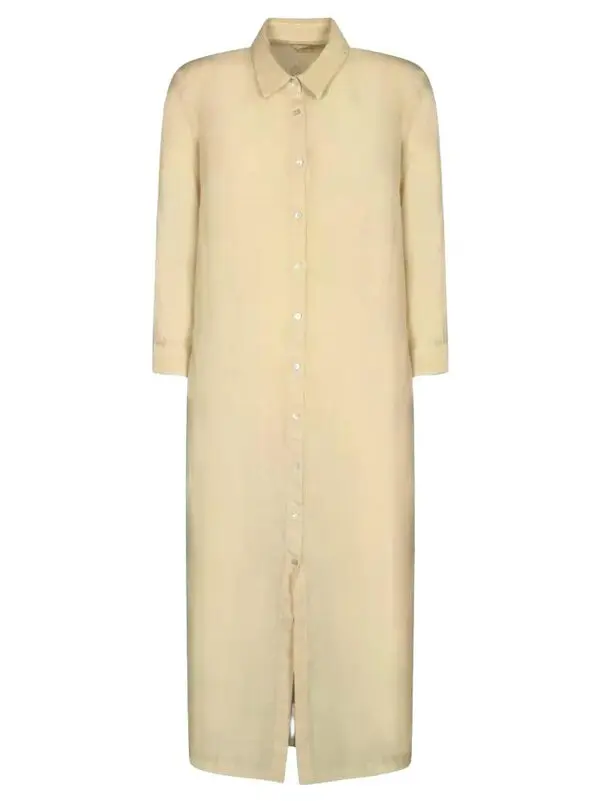 120% Lino Midi Shirt Dress - Neutrals