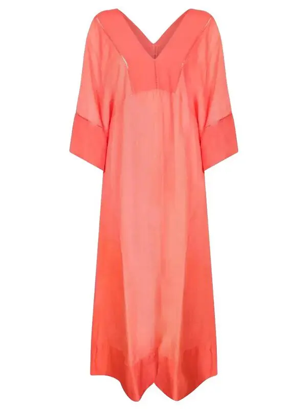 120% Lino Panelled Midi Dress - Pink