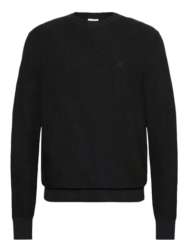 Calvin Klein Textured Knit Crew Neck Sweater - Black