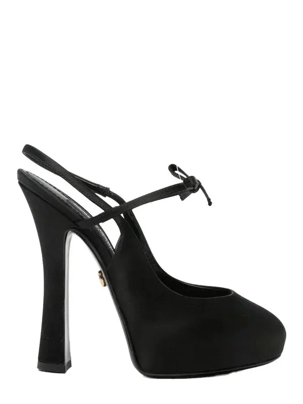 Dolce & Gabbana Satin Bow Detail Slingback Pumps - Black