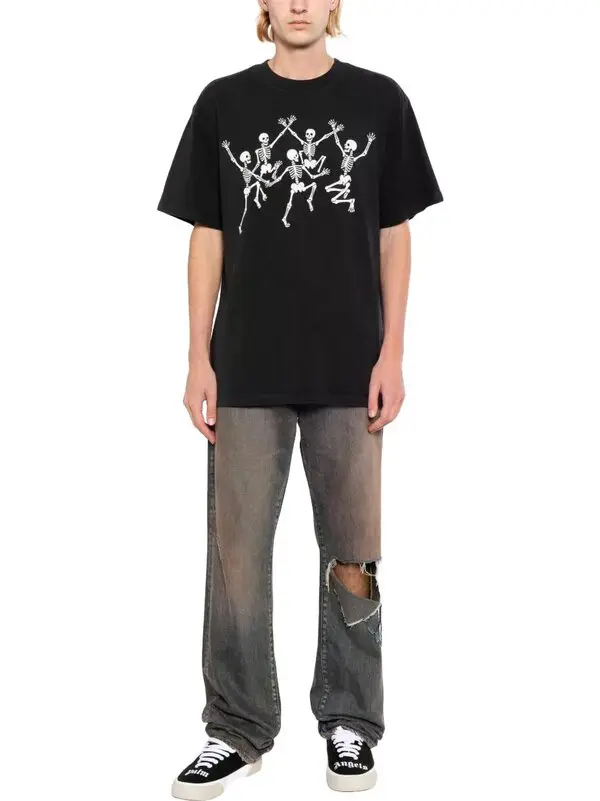MELT Skeleton-print Crew Neck T-shirt - Black