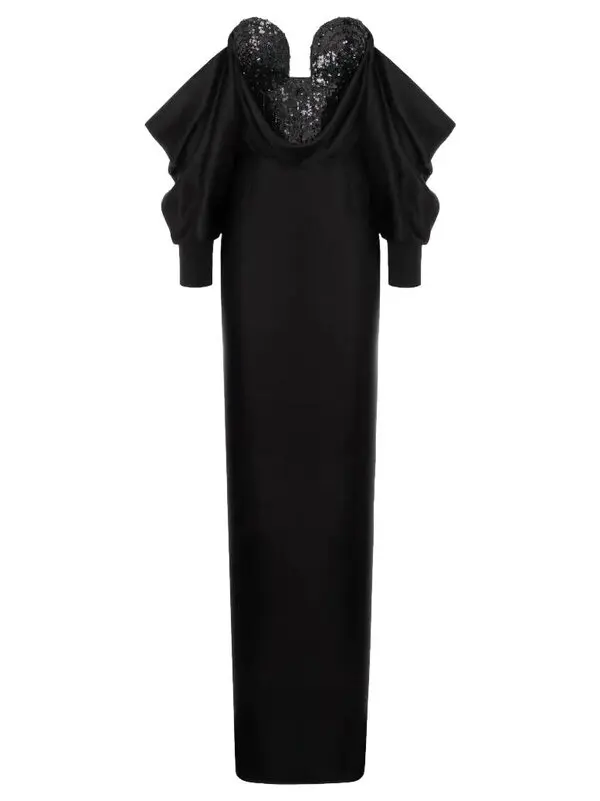 CRISTINA SAVULESCU Sequin-embellished Draped Dress - Black