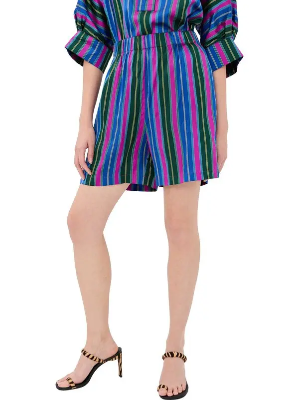 CARO EDITIONS Coco Silk Shorts - Big Stripes