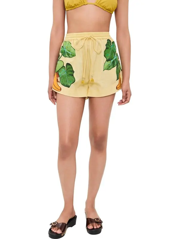 Farm Rio Banana Grapes Drawstring Shorts - Banana Grapes Yellow